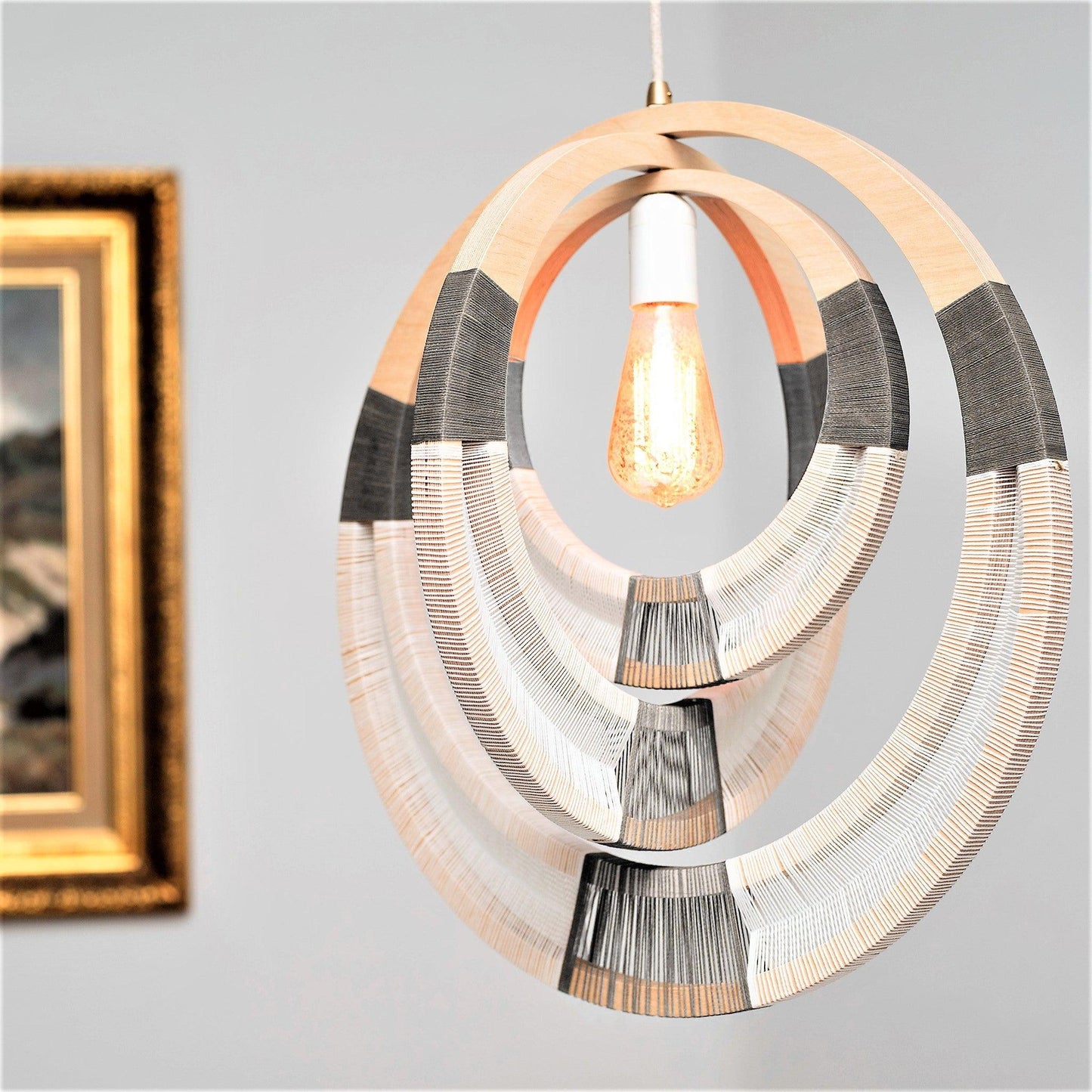 Grey Pendant Light Chandelier | Country Cabin Style - 54kibo
